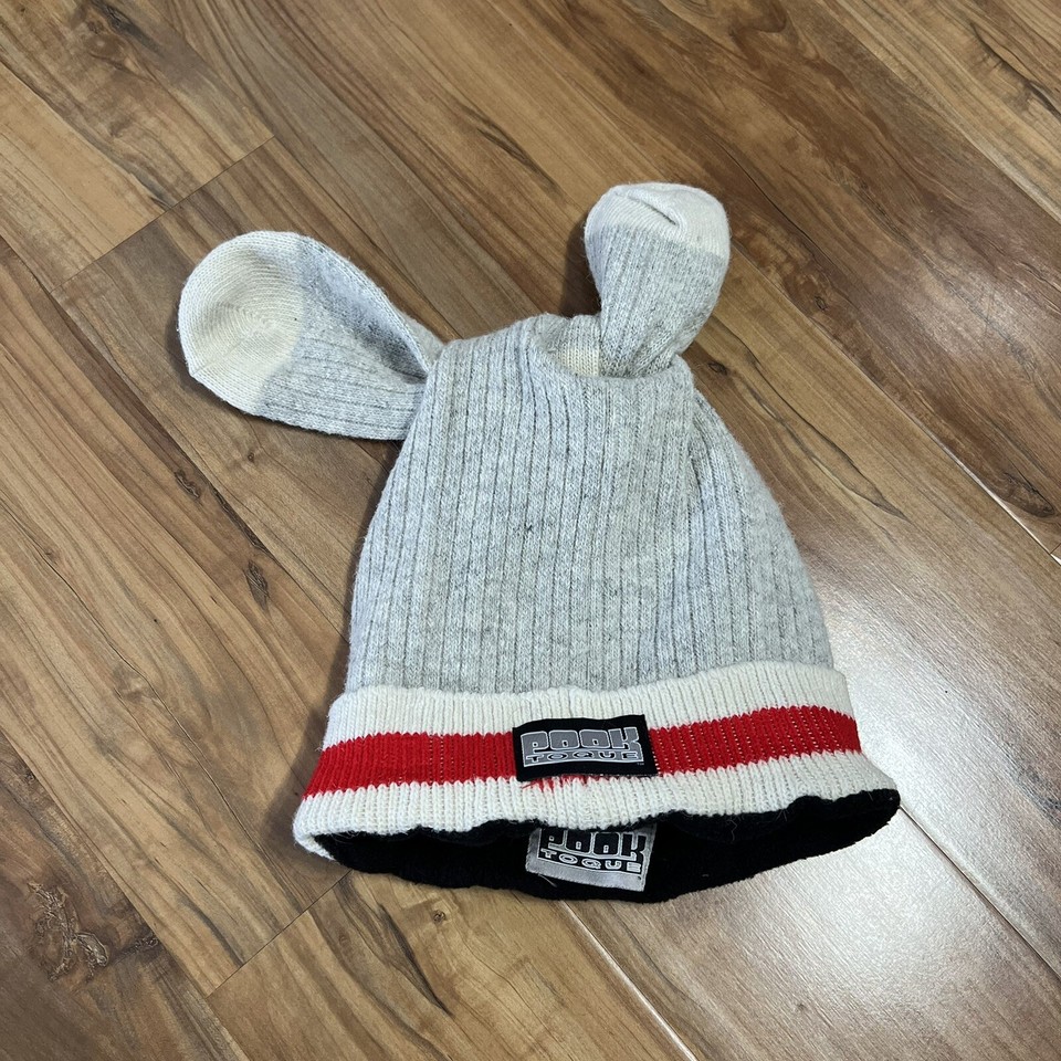 Pook Toque Kids Hat Gray Red and White Sock Hat Fleece Lining Sock ...
