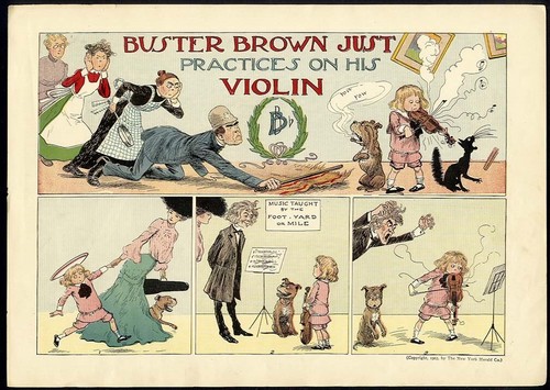 BUSTER BROWN 1903 Playing VIOLIN 2 Comic Story Pages R F OUTCAULT Dog ...