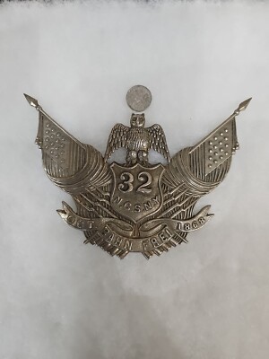 Rare Civil War Silver NG Helmet Plate 32nd New York | eBay