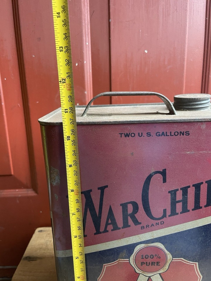 Vintage 2 Gal WAR CHIEF Motor Oil Gas Service Station Tin Can | eBay