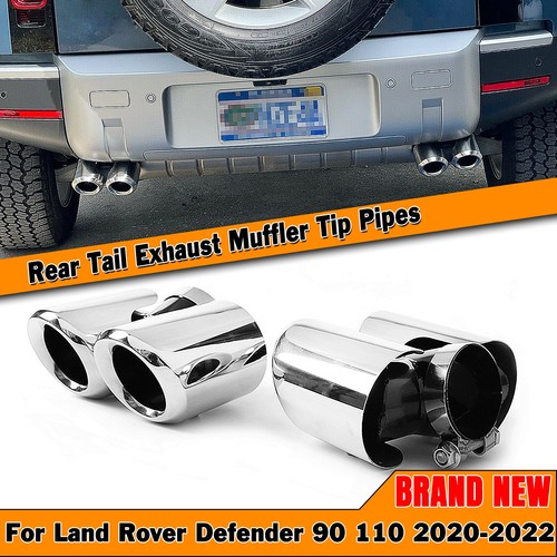 Rear Bumper Exhaust Pipe Tips Quad Out For Land Rover Defender 90 110 ...