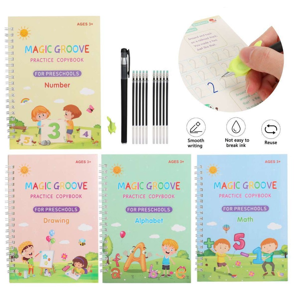 16pcs Magic Practice Copybook Groove Reusable English Writing Book For ...