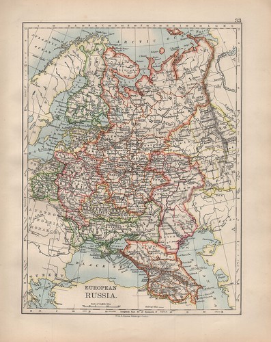 1902 MAP ~ EUROPEAN RUSSIA ~ CAUCASUS CRIMEA SAMARA POLAND FINLAND etc ...