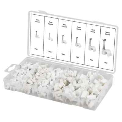 240 PC Round Cable Clips With Nail Cord Holder Wall Mounting Clip Tacks ...