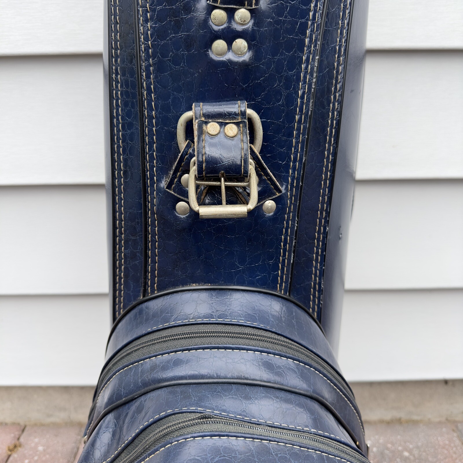 Ron Miller Pro Model Golf Cart Bag Navy Blue Leather USA Vintage 14 Way ...