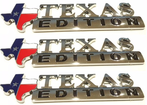 (THREE) TEXAS FLAG EDITION EMBLEMS BADGE for CHEVY FORD TRUCK UNIVERSAL ...