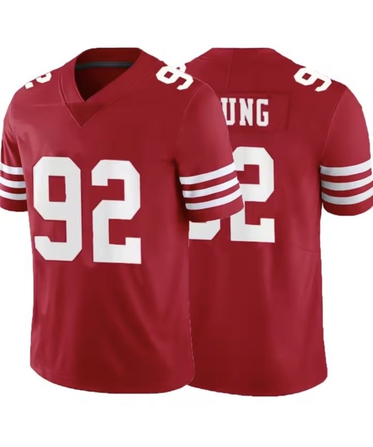 Chase Young #92 San Francisco 49ers Men Embroidered American Football ...
