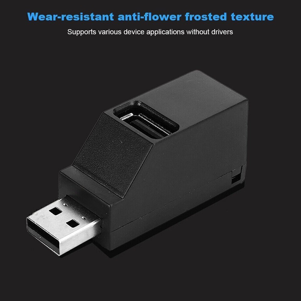 3 In 1 USB2.0 Splitter Hub ABS Mini Direct Plug In Extender Computer ...