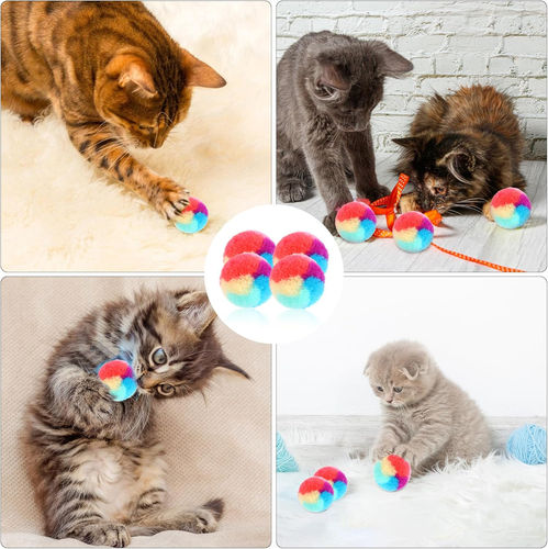 30 Pcs Soft Plush Cat Ball 1.2-Inch Rainbow Cat Toy Balls Fuzzy Kitty Balls Kitt | eBay UK