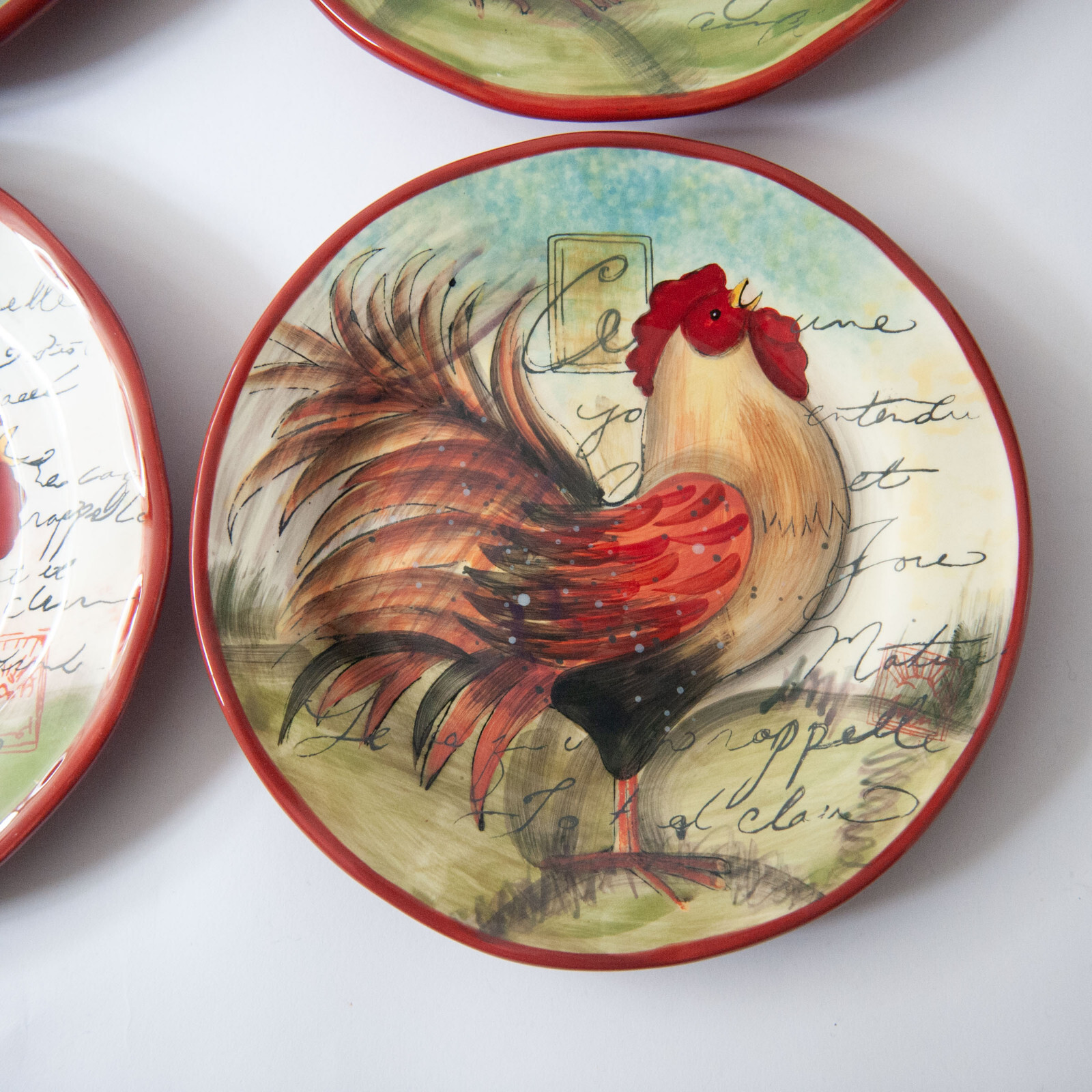 Set of 4 Certified International Susan Winget Rooster 8 3/4" Salad ...