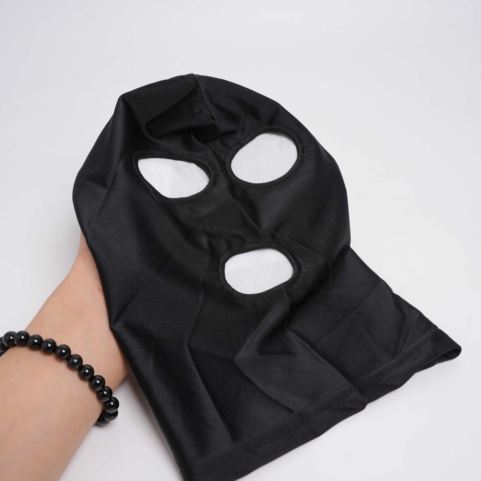 Black Face Mask Elastic Breathable Open Eyes Mouth Spandex Costume Hood ...