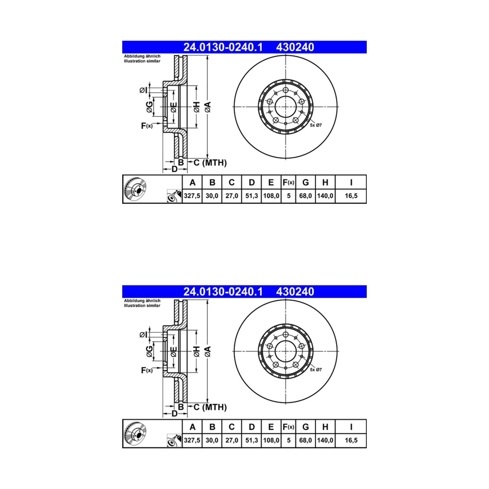 Volvo XC90 ATE/Premium One Front Disc Brake Rotors (2) 430240 31400893 ...