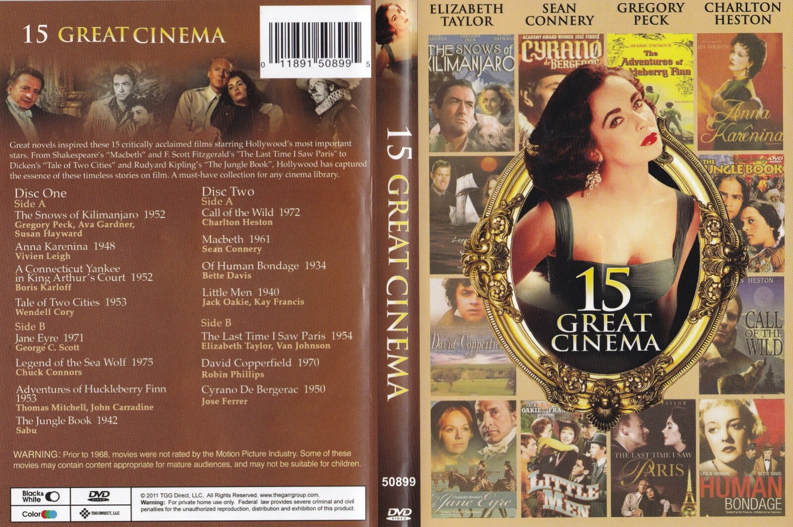Great Cinema: 15 Films (DVD, 2-Disc Set) Elizabeth Taylor, Charlton ...