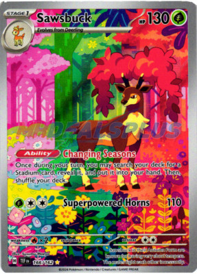 NM Pokemon Temporal Forces Sawsbuck Illustration Rare Full Art 166 166/ ...