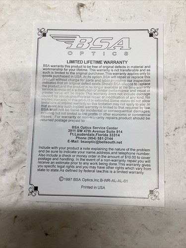 BSA Optics Four Star Target Scope 3-12x40mm Part Number CT312X40TS ...