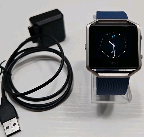 Fitbit Blaze Blue Activity Tracker Smart Fitness Watch W/ Charger Very ...