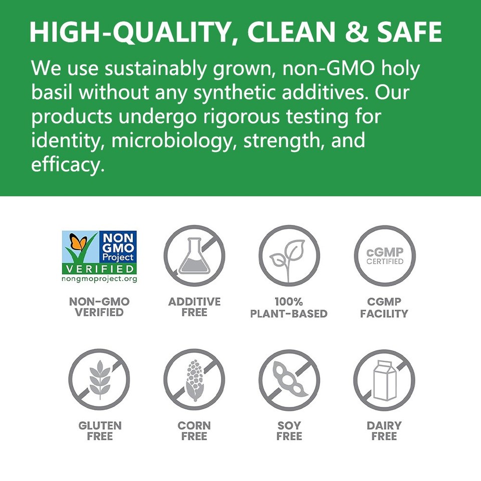 Holy BasilCapsules–boost adrenal and mental health, support emotional ...