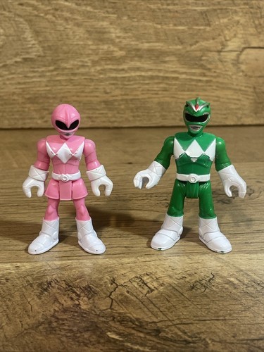Imaginext 3” Mighty Morphin Power Rangers Pink & Green Ranger Figures ...