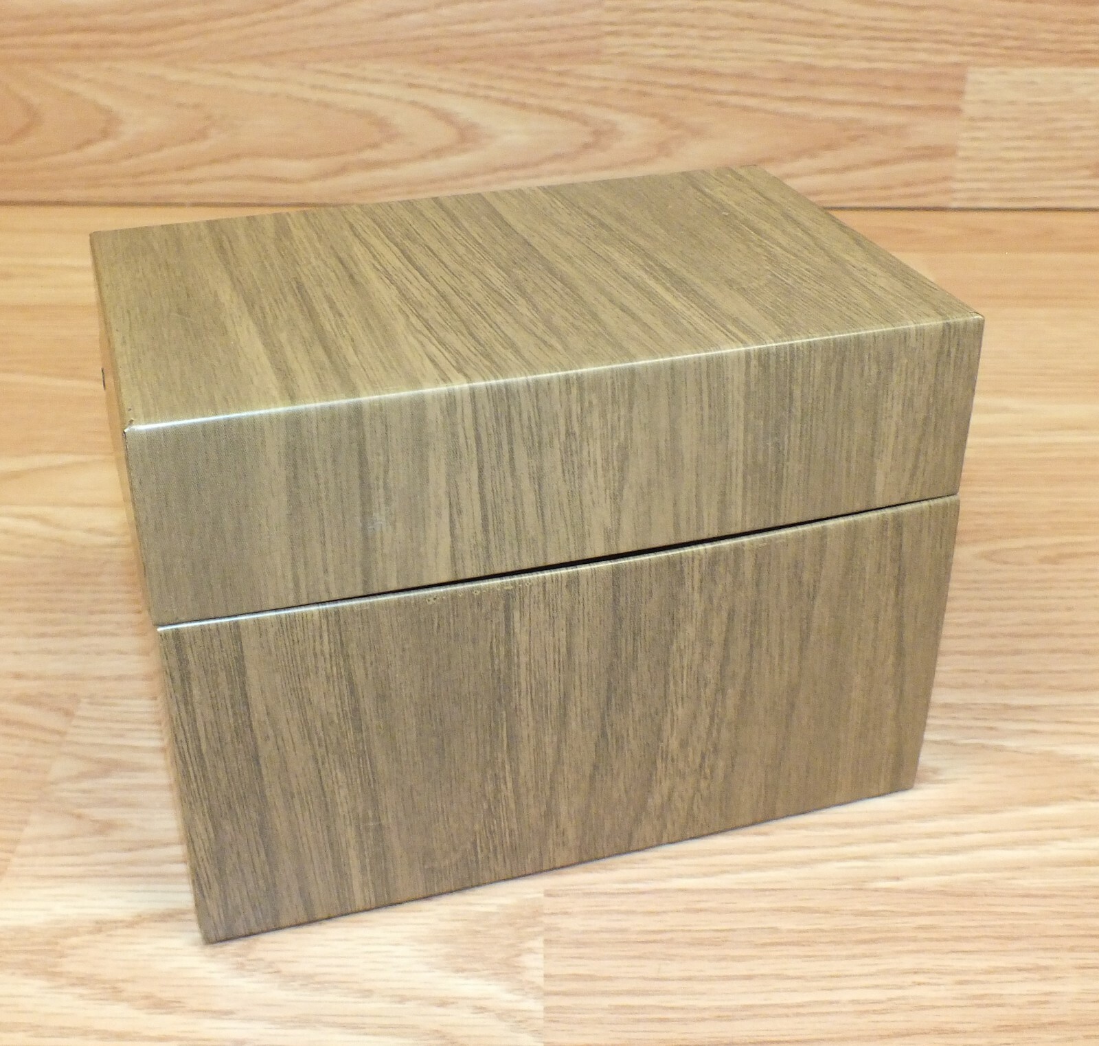 Brown Wood Style Metal Vintage Index Card Holder / Box Only **READ** | eBay