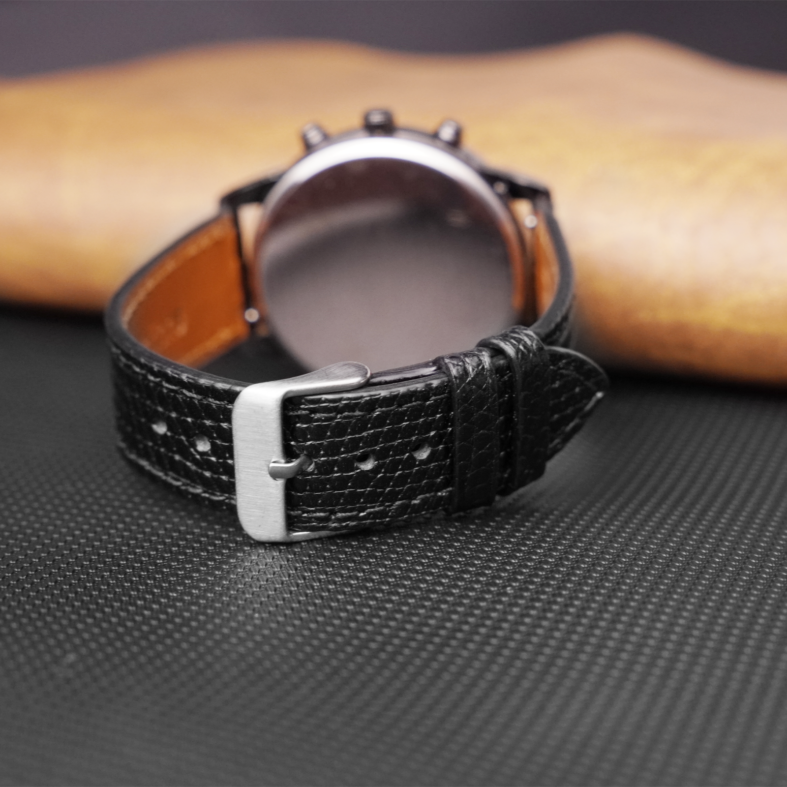 22mm Black Lizard Leather Watch Band Men Classic Real Flat Lizard Watch ...