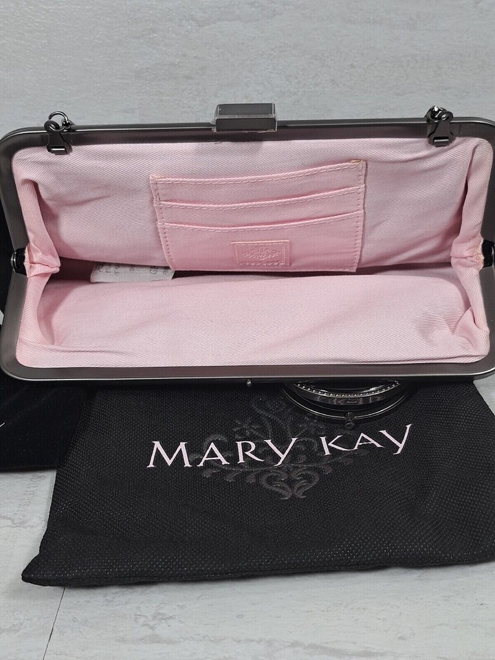 Mary Kay Black Velvet Evening Purse Clutch Bag Silver Chain Black ...