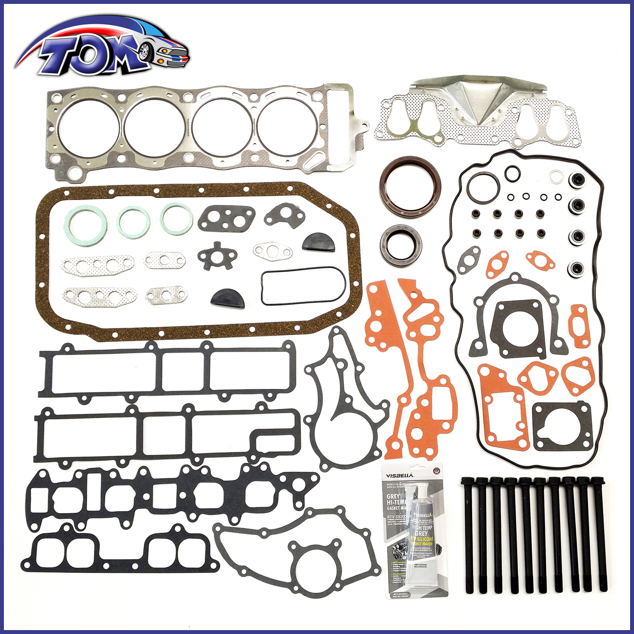 85-95 Toyota 2.4L Engine Head Gasket Set+Cylinder Head Bolts Kit 22R ...