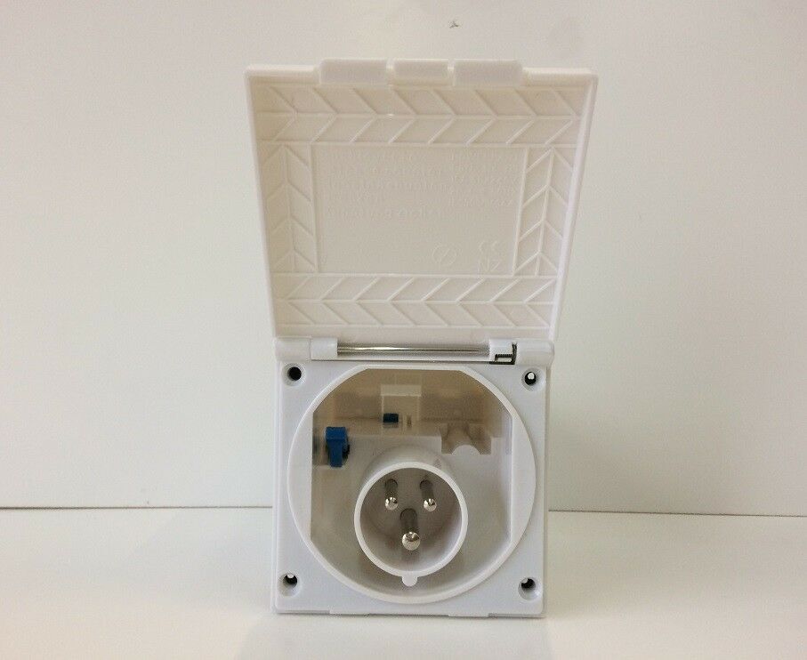 Campervan Mains Hook Up Box Mains Inlet Socket Square Caravan Motorhome ...