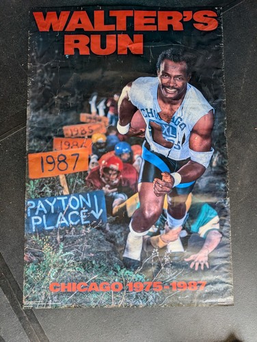 Chicago Bears Vintage Walter Payton "Payton's Run" Poster 1987 Original ...
