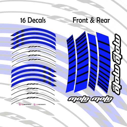 GP02 17" Motorcycle Rim Wheel Sticker Blue For ZX14R Ninja ZX1400 19 20 ...