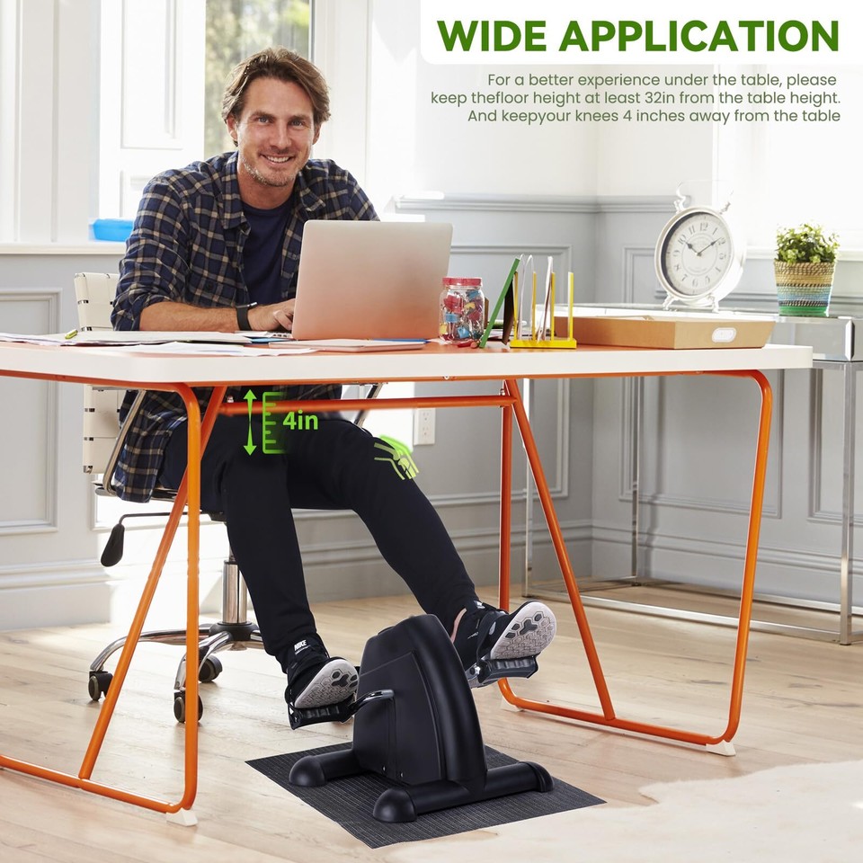 Under Desk Bike Pedal Exerciser, Mini Exercise Bike Portable Peddler ...