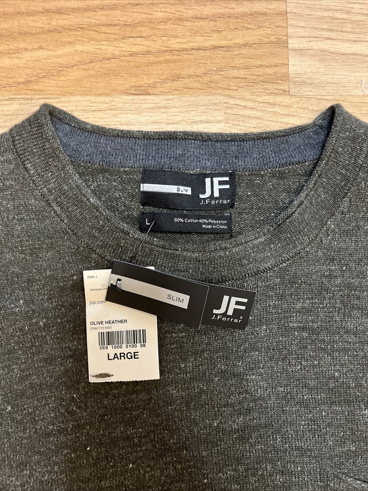 Men’s Sweater J. Ferrar Slim Fit Crewneck Pullover Casual Sweatshirt ...