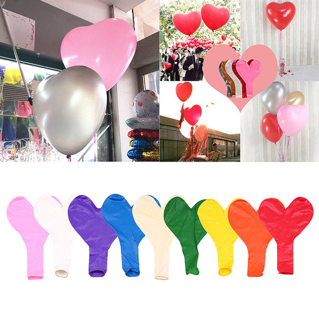 12 inch 100x Blue Color Heart Latex Thick Party Balloons 3.2g Helium ...