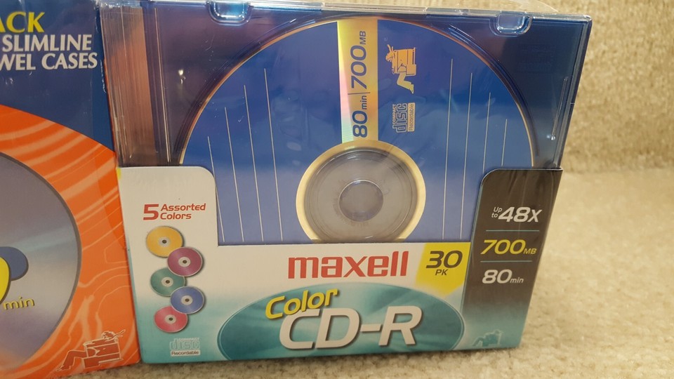 New Sealed Recordable Blank Maxell Color CD-R 80 Minutes 700mb Compact ...