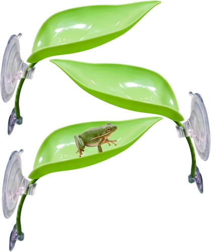 3 Pack Plastic Leaf Decorations with Suction Cups, Frog Habitat ...
