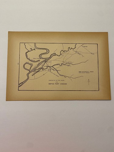 Battle of Port Gibson Crossing River Map American Civil War c. 1895 ...