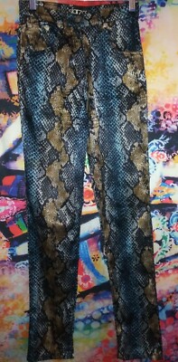 Sfarzo Pants 27/41snake print gold & teal colors skinny | eBay
