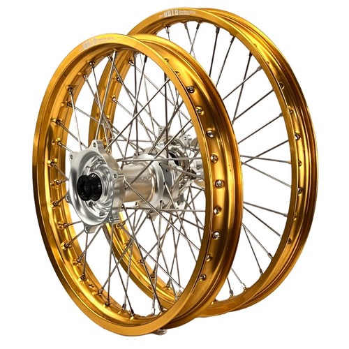 KTM 450 XCF-W 2024-2025 Envy / DID Wheelset Pair 21/18 Gold Rims Silver ...