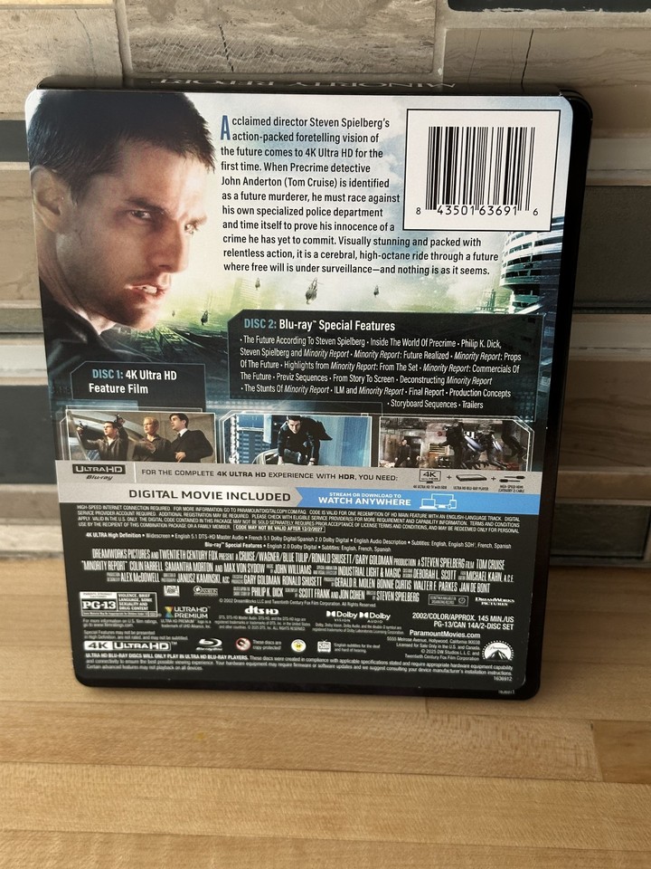 Minority Report [4K UHD+Blu-ray+Digital, 2025] Steelbook Spielberg ...