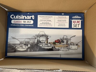 Cuisinart Classic Pots & Pans Set, 10pcs Cookware Set, Stainless Steel ...