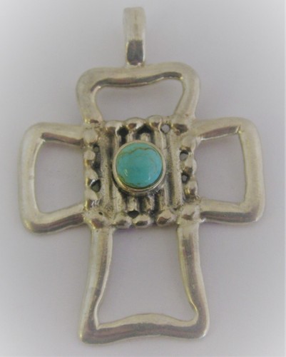 Vintage (Thailand)Sterling Silver and Turquoise Freeform Style Cross | eBay