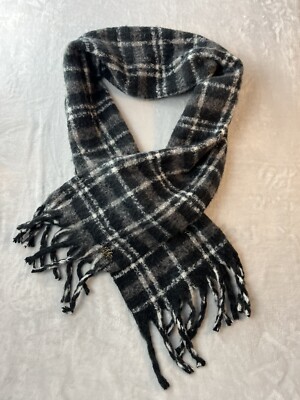 STEVE MADDEN Scarf Women's Cosy Soft Oversized Fringed Black & Cream ...