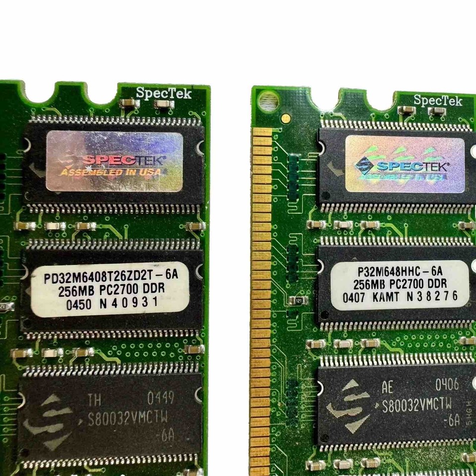 2 SpecTek PD32M6408T26ZD2T-6A 256MB PC2700 DDR Memory Module Untested ...