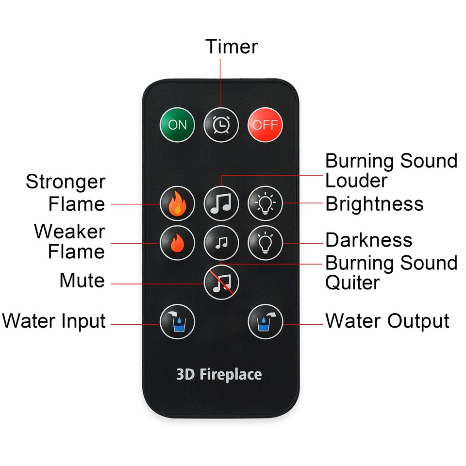 3D Electric Fireplace With Remote Control, Flame Color, Connect The ...