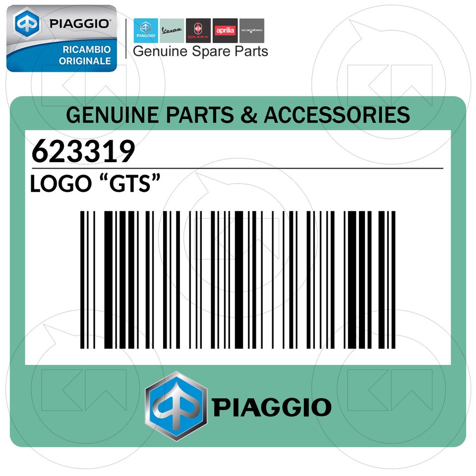 LOGO ADESIVO GTS PER CRESTA PARAFANGO ORIGINALE PIAGGIO VESPA GTS 300 ...