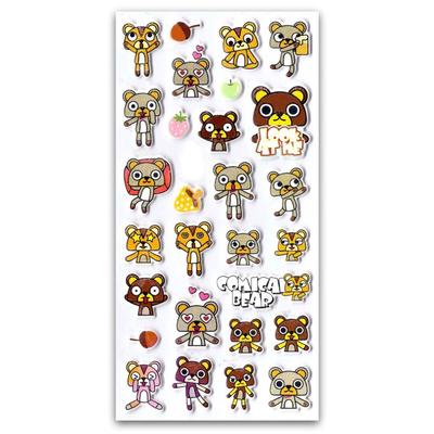 CUTE TEDDY BEAR STICKERS Raised Puffy Vinyl Sticker Sheet Kids Craft ...