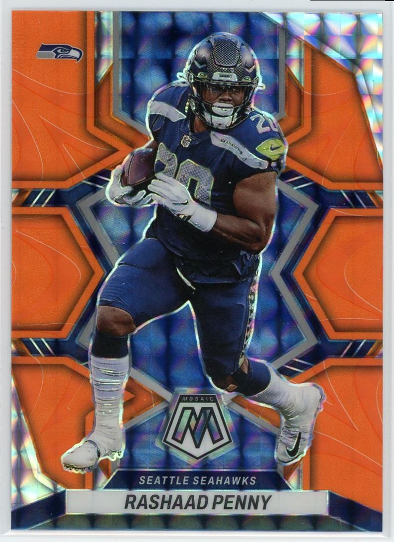 2022 PANINI MOSAIC REACTIVE ORANGE RASHAAD PENNY #172 SEATTLE SEAHAWKS ...