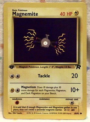 Pokemon Card 1st Edition MAGNEMITE WOTC Team Rocket Set 60/82 EX Cond ...
