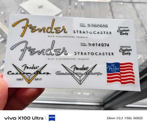 1Sets FENDER Custom Shop V STRATOCASTER Guitar Vinyl UV Headstock ...