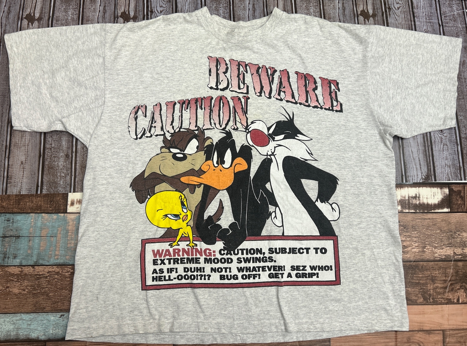 Vintage Warning Looney Tunes Single Stitch Shirt Bewa… - Gem