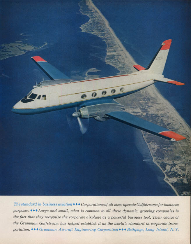The standard of business aviation. Grumman Gulfstream ad 1962 F | eBay
